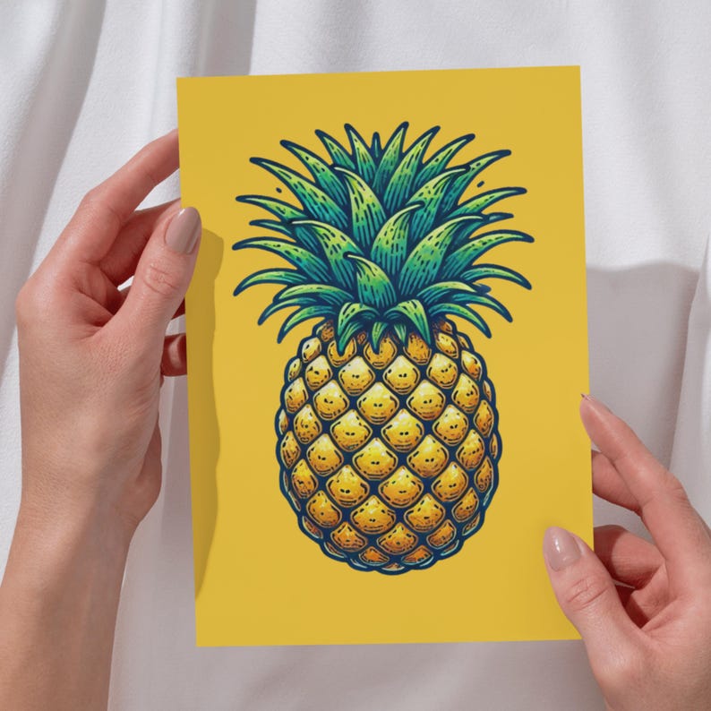 Pineapple Greeting Card - Blank Inside With Envelope - Tropical Fruit ...