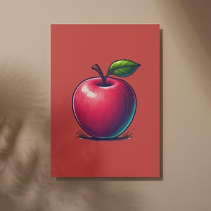 Hand-drawn Apple Greeting Card - Blank Inside With Envelope - Vintage ...