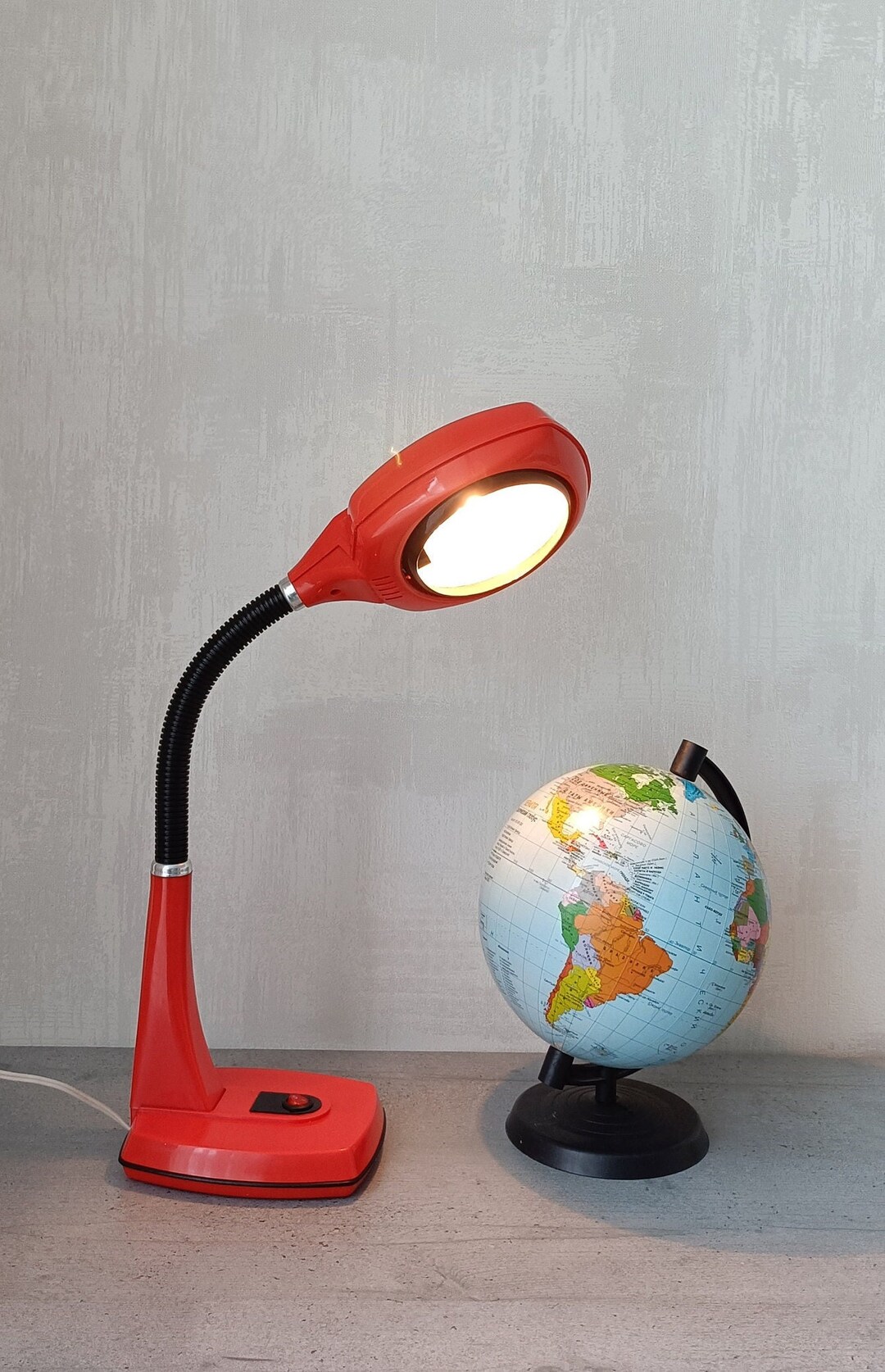 Vintage Soviet Red Table Lamp From the 1970s-80s in Retro Style. Lamp ...