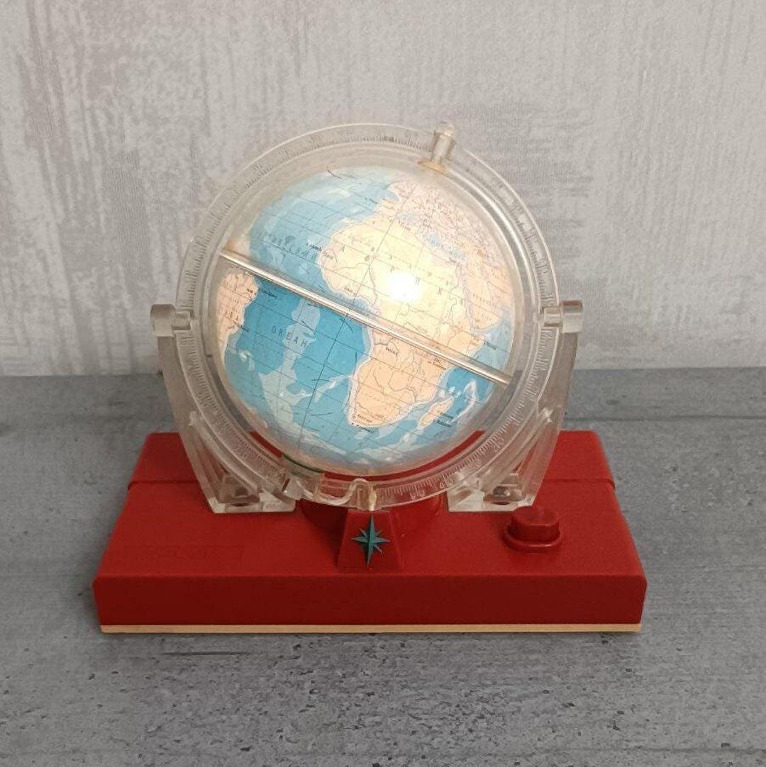 Night Light .globe Lamp, Vintage Table Night. Light Table Lamp. Red ...