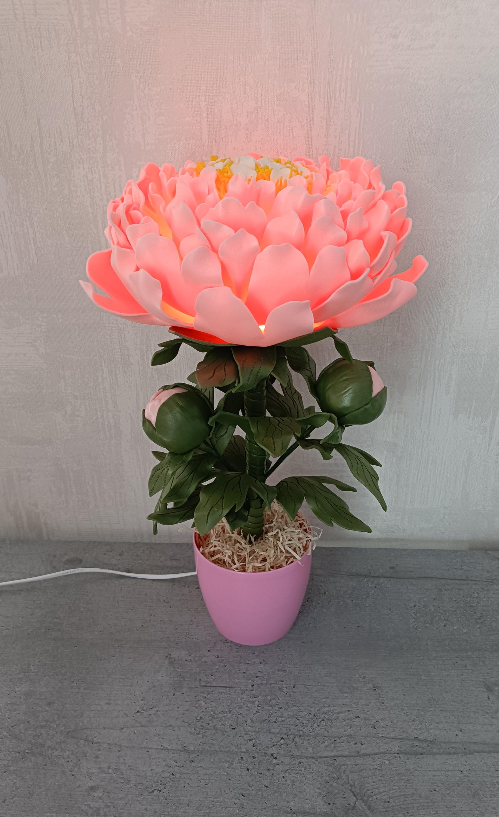 Pink Peony Flower Table Lamp, Bedside Table Night Lamp Accent Lamp ...