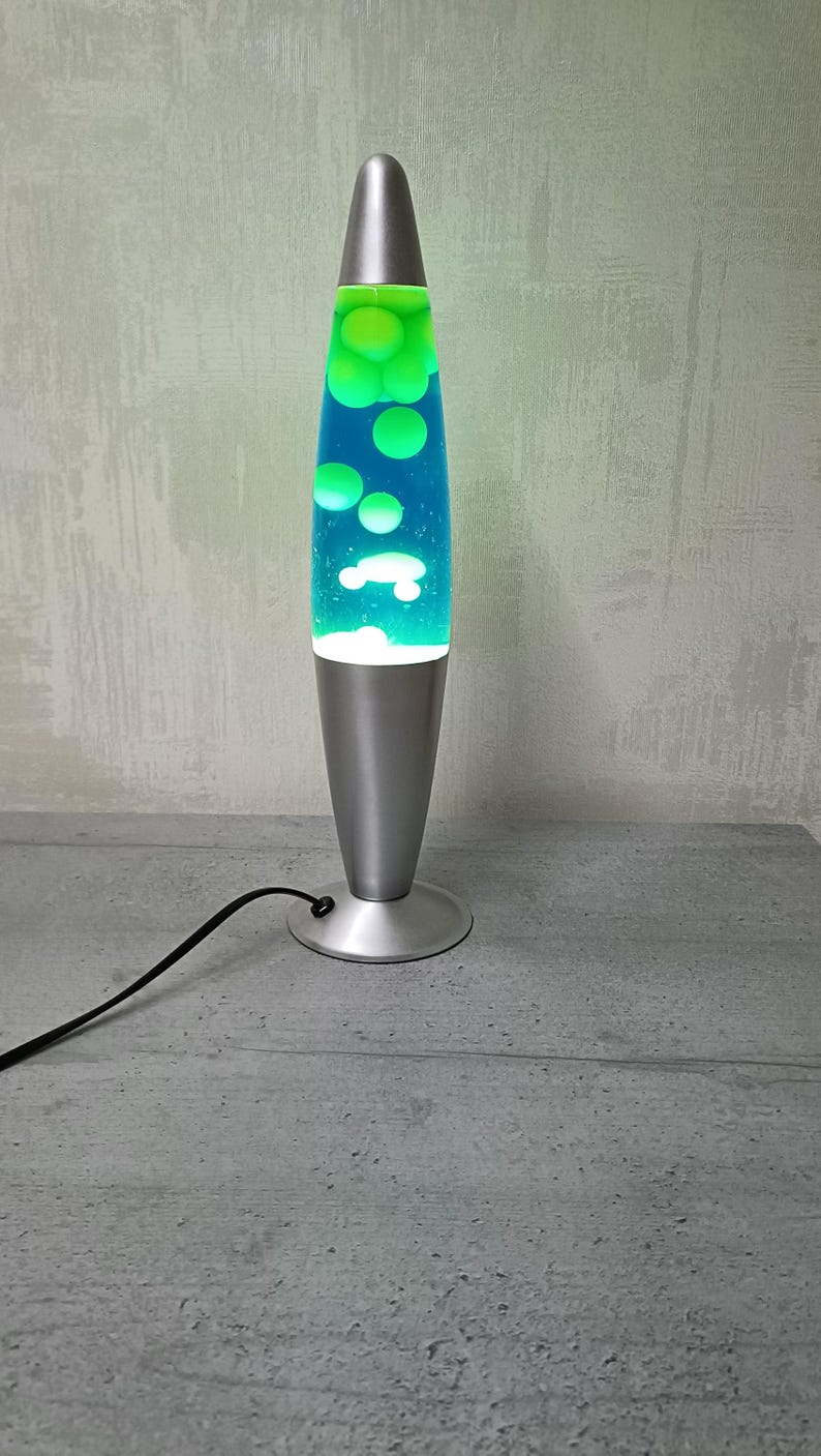 Vintage Lava Lamp, Silver Base, Yellow Wax - Retro Night Light - Etsy
