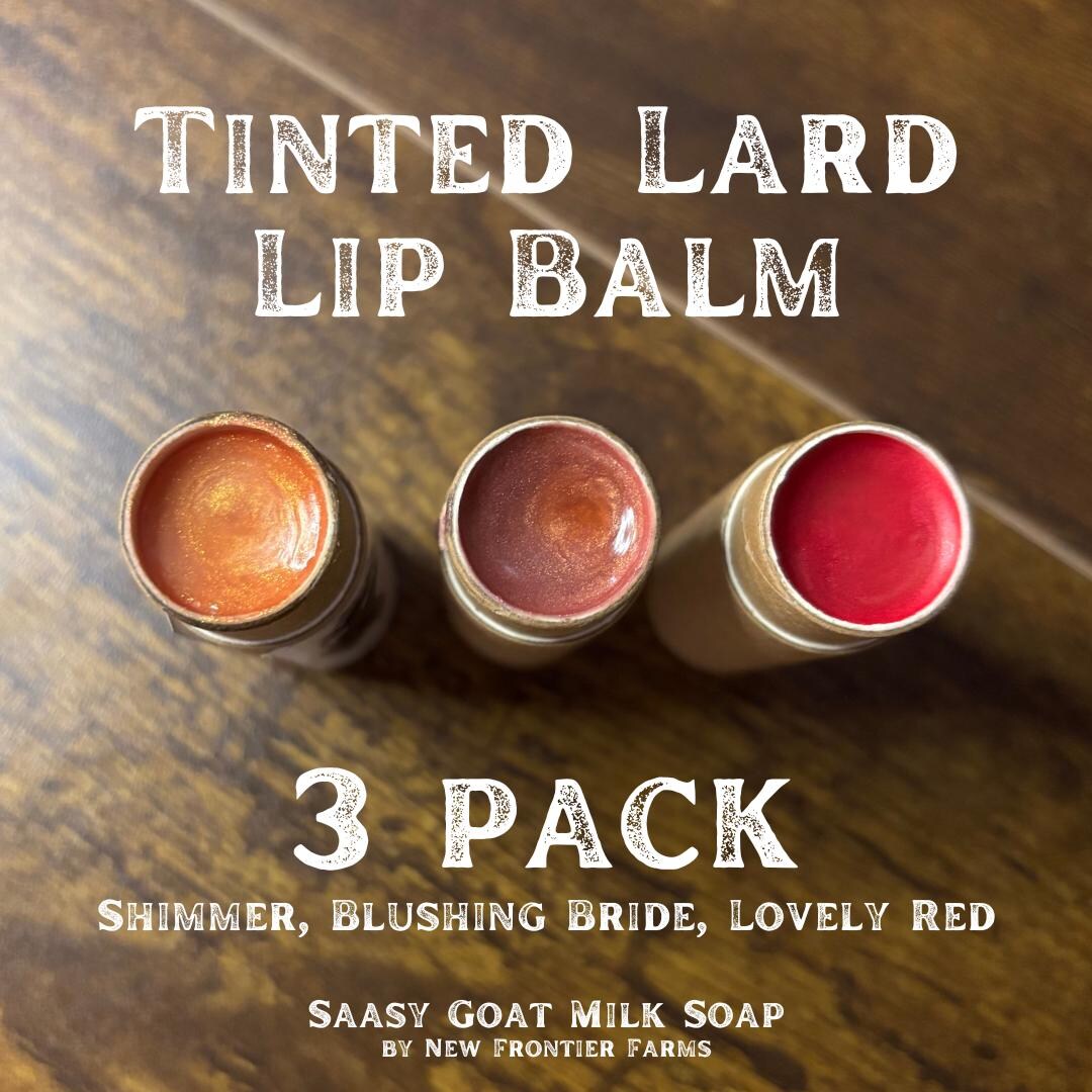 Tinted Lard Lip Balm 3 Pack - Lovely Red, Shimmer, Blushing Bride in ...