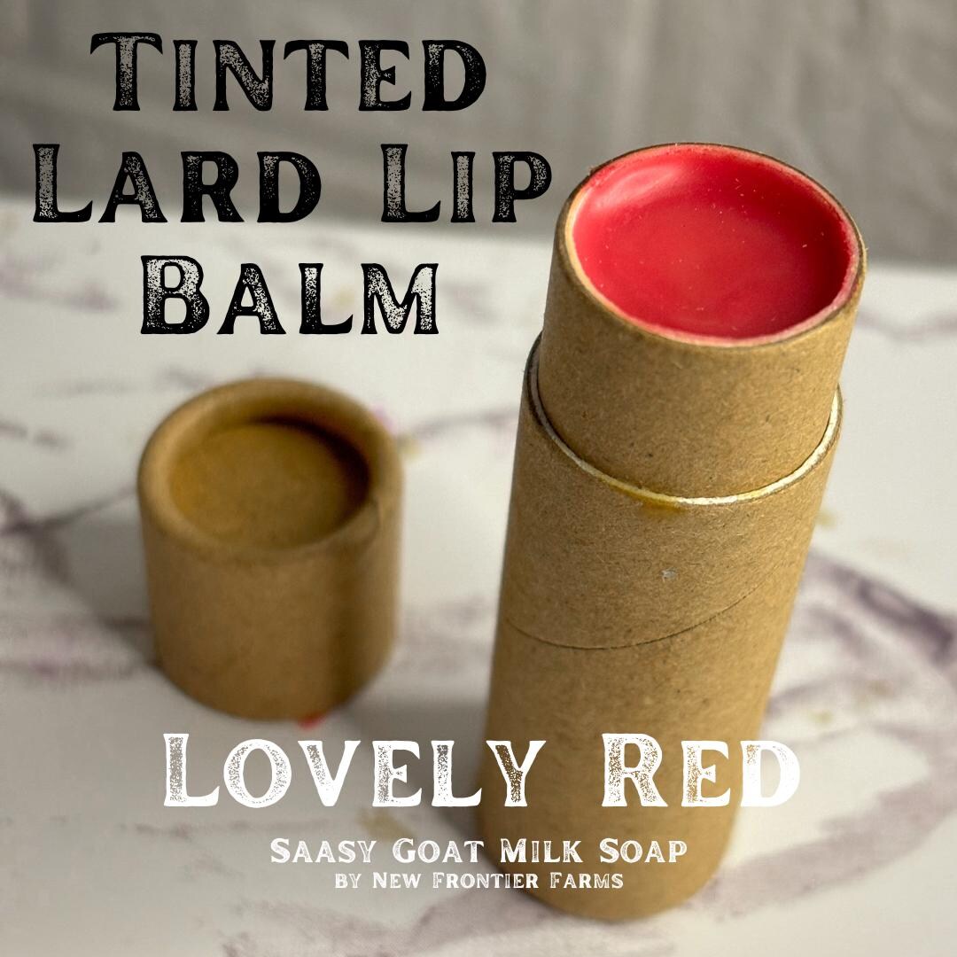 Lovely Red Tinted Lard Lip Balm - From Pasture Raised Pork in Plastic ...