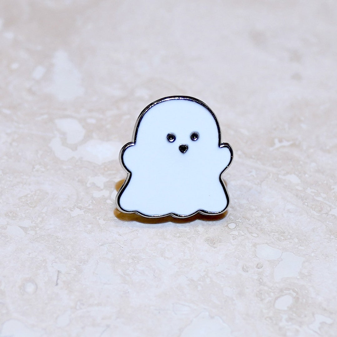 White Ghost Enamel Pin Badge, Ghost Pin, Boo Pin, Spooky Pin, Lapel Pin ...