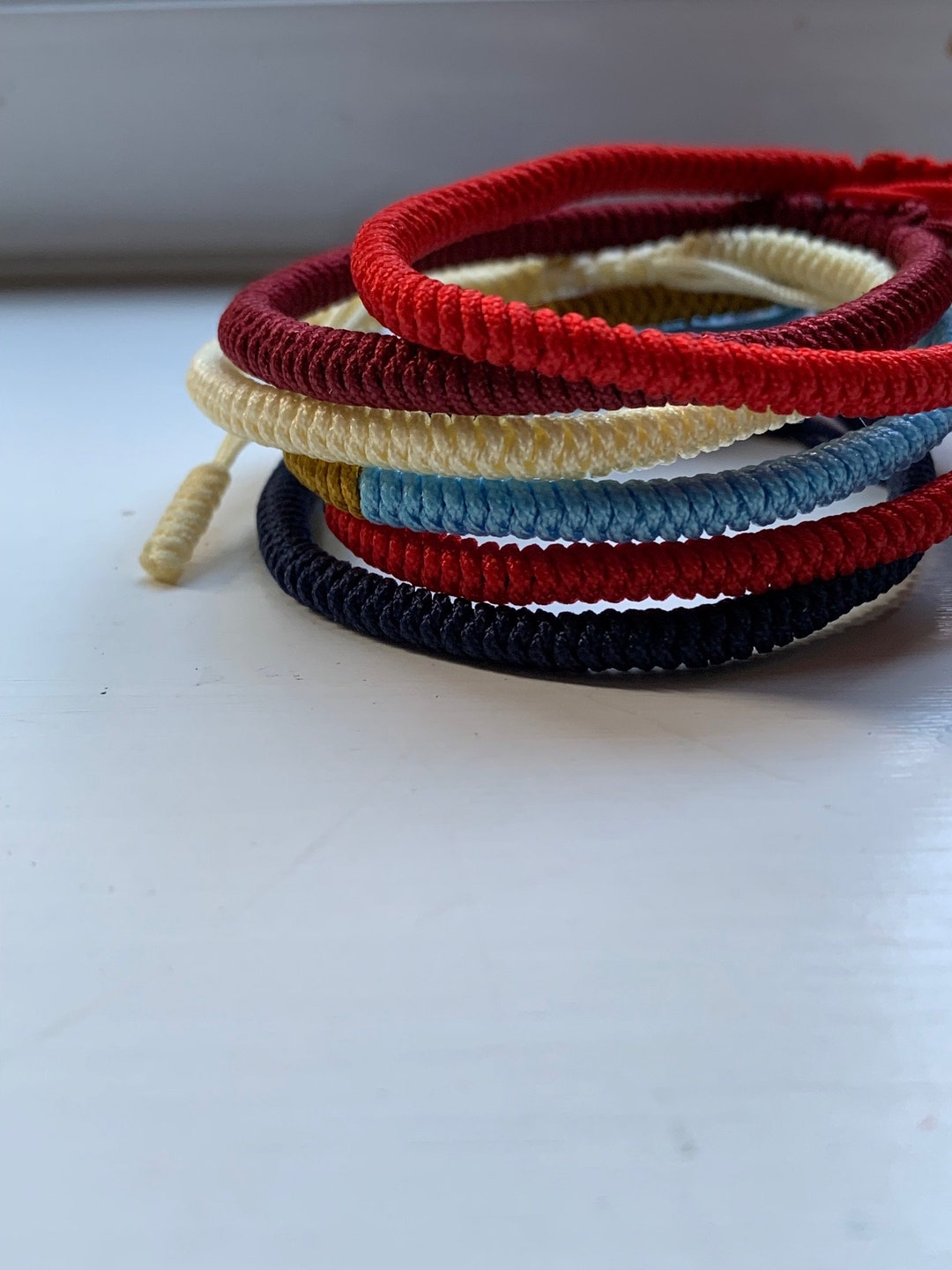 Handmade Adjustable Knot Rope Friendship Bracelet Braided Buddhist ...