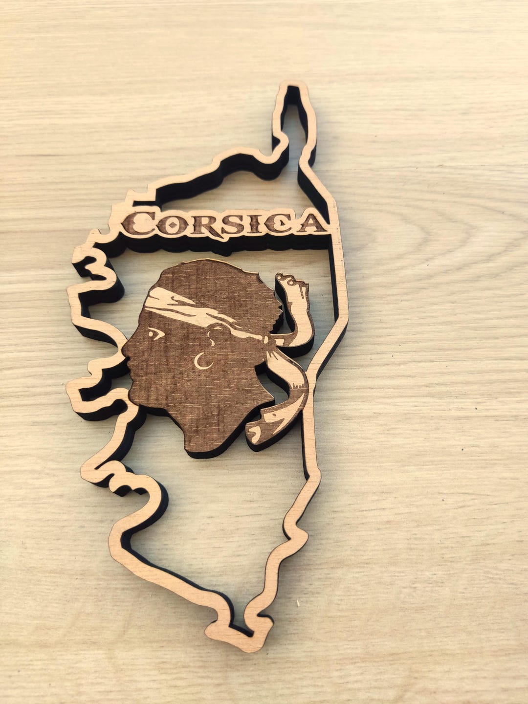Corsican Pattern and Moor's Head in Wood Height 28cm Regional Map ...