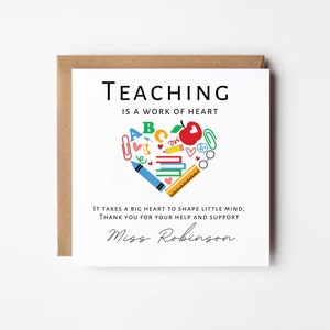 Personalised Thank You Card, Teacher Thank You, Mentor, End of School ...