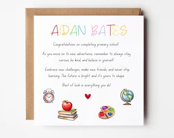 Year 6 Leaver Card, Personalised Good Luck at Big School Card, Finished ...