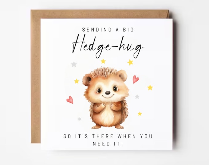 Thinking of You Card, Sending You A Hug, Sending a Big Hedge Hug, Get Well Soon, Feel Better ...