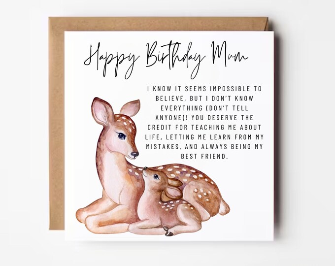Mum Birthday Card, Poem Birthday Card Mum, Mum Gift, Poem Card ...