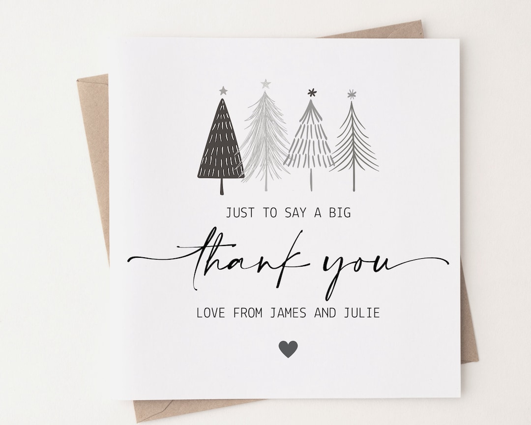 Personalised Christmas Thank You Card Thank You for the - Etsy