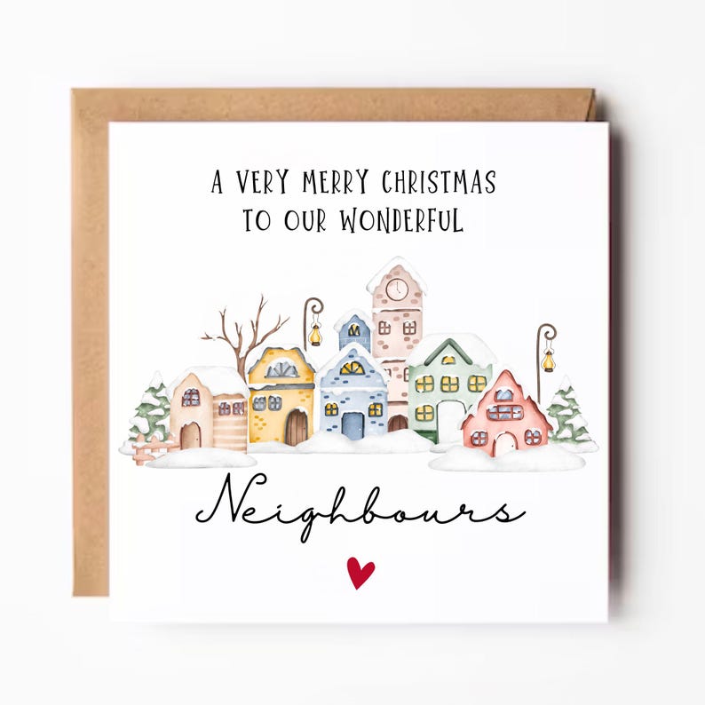 Personalized Christmas Card for Neighbors: 'merry Christmas' Greeting ...