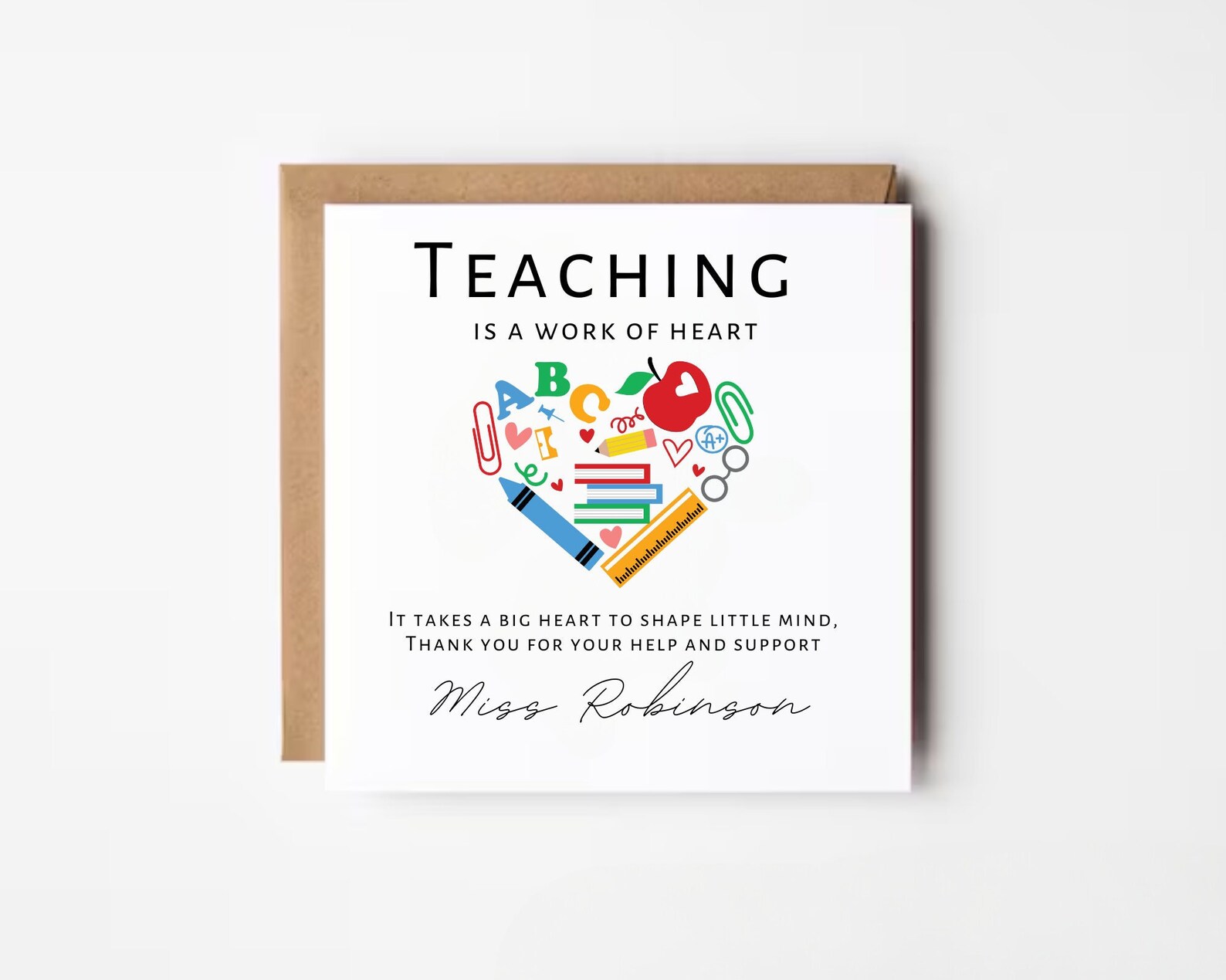 Personalised Thank You Card, Teacher Thank You, Mentor, End of School ...
