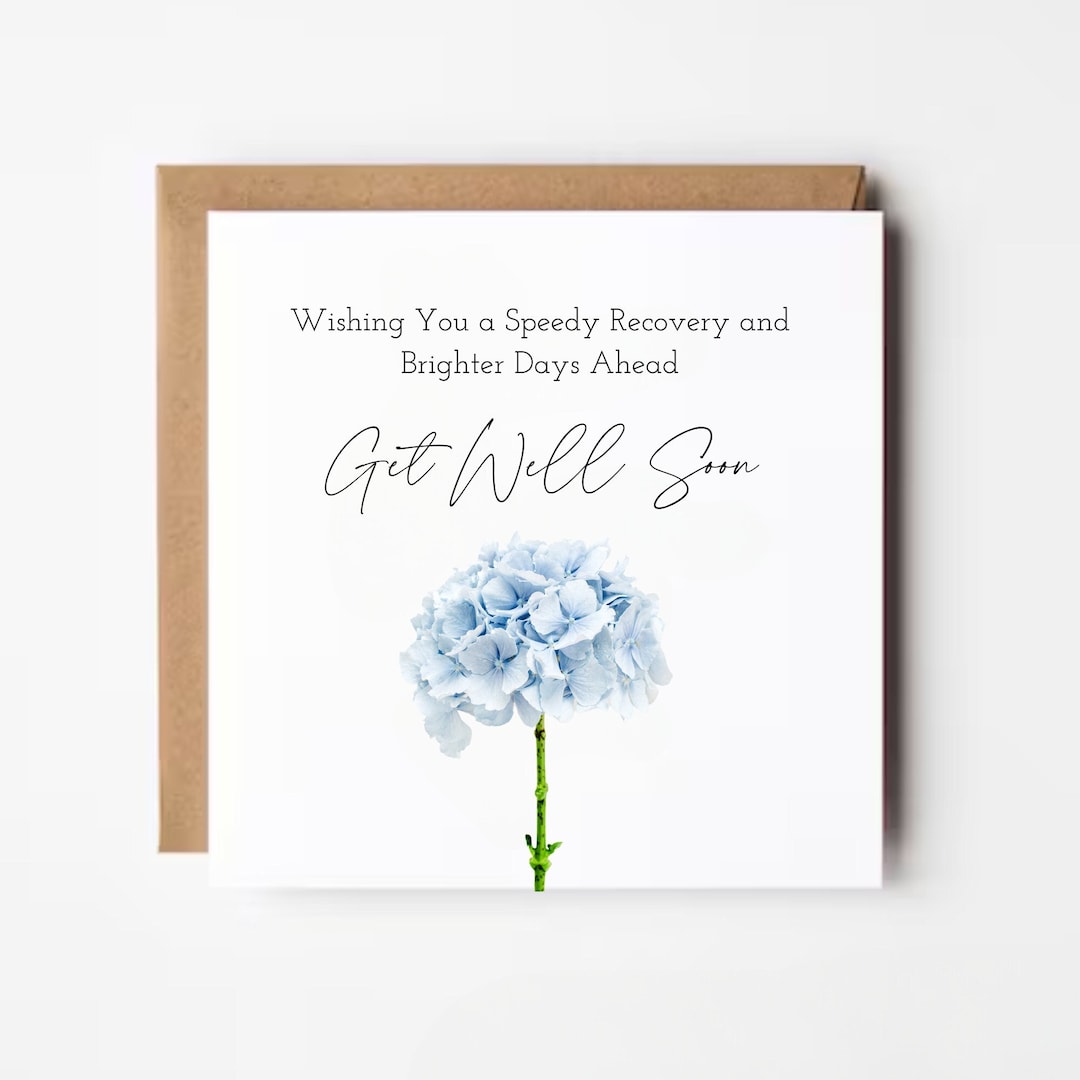 Personalized Get Well Soon Card, Floral Hydrangea Get Well, Speedy ...