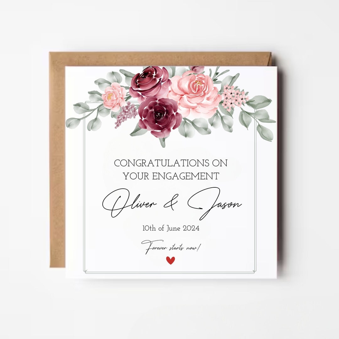 Personalised Engagement Card, Newly Engaged Couple, Congratulations on ...