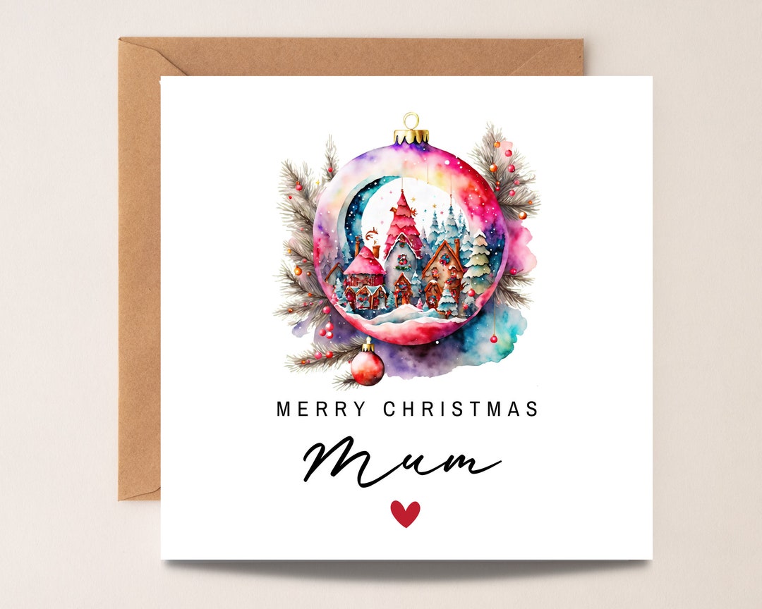 Merry Christmas Mum Card, Mum Christmas Card, Christmas Card for Mum ...