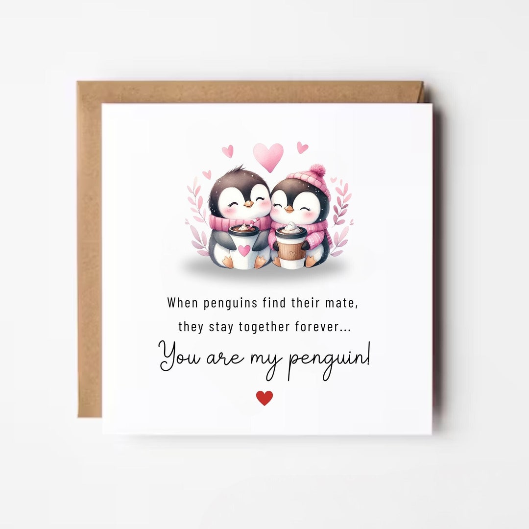 Love Penguin Card, You're My Penguin Card, Valentines Day Gift for Her ...