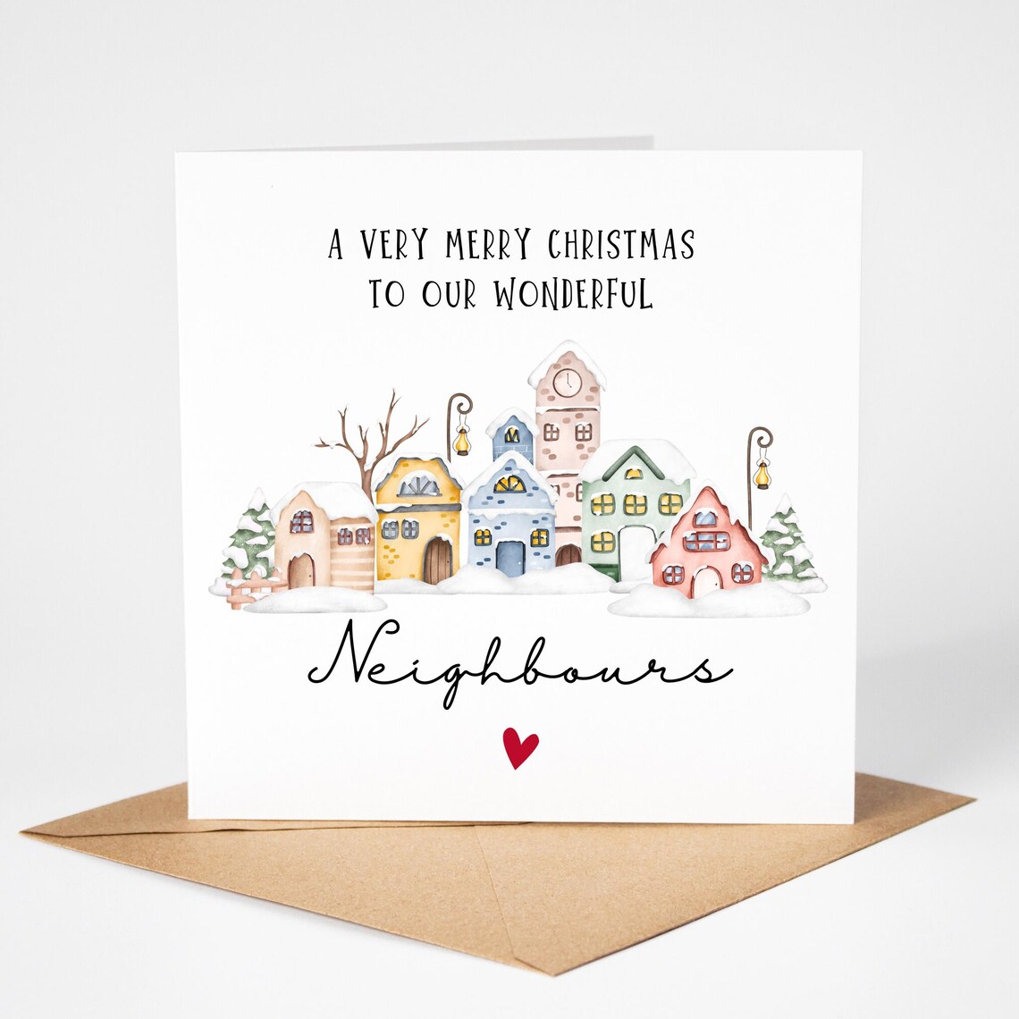 Personalized Christmas Card for Neighbors: 'merry Christmas' Greeting ...