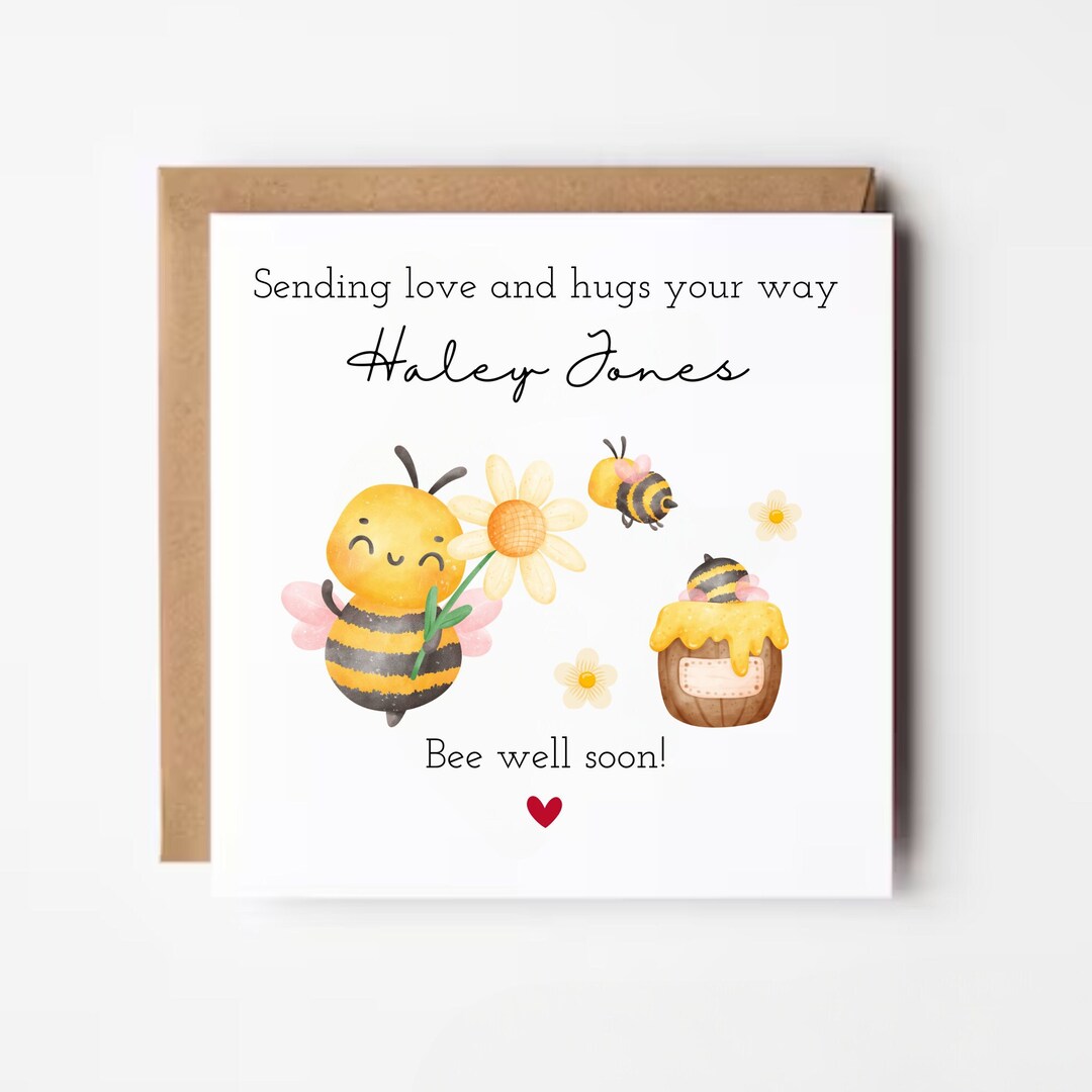 Personalised Get Well Soon Card, Bee Well Soon, Get Well Card, Speedy ...