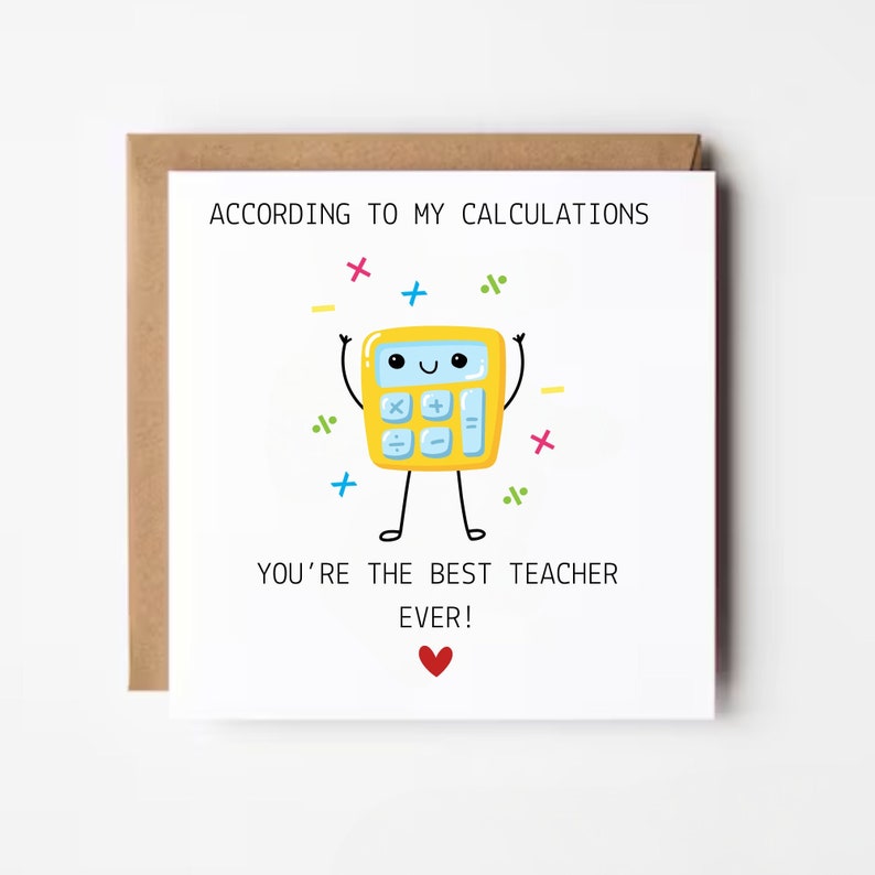Maths Teacher Card, Thank You Card for Maths Teacher, Best English ...