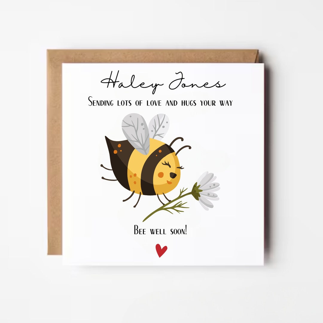 Personalised Bee Well Soon Card, Bee Card, Get Well Card, Speedy ...