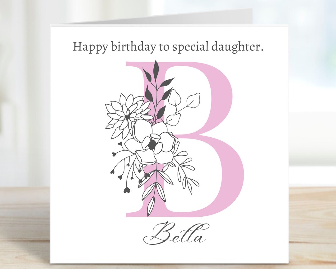 Personalized Floral Monogram Birthday Card: Handmade Initial Card - Etsy