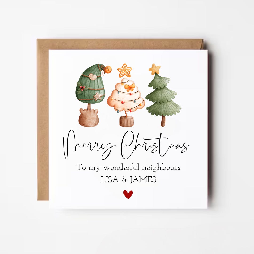 Personalized Christmas Card for Neighbours: Festive Holiday Greeting - Etsy