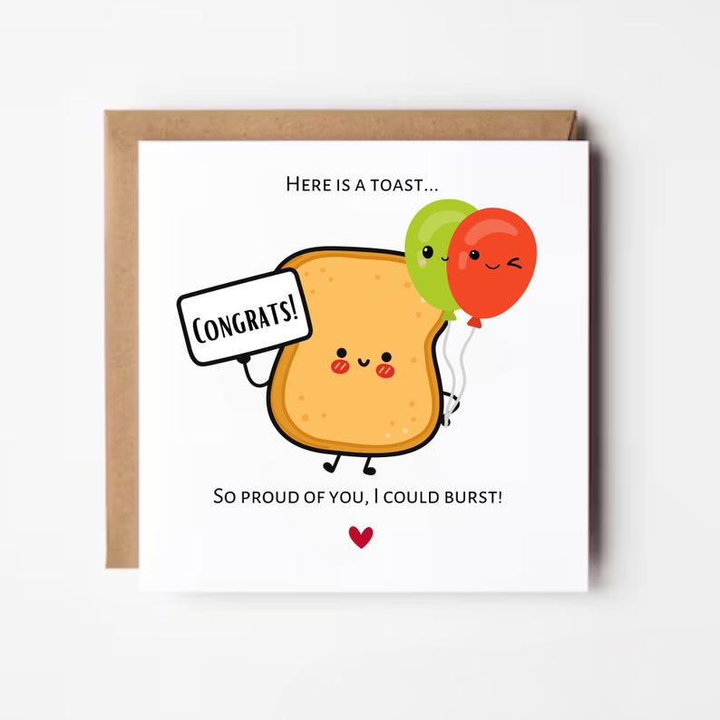 Funny Congratulations Card, Here is A Toast, Well Done Card ...