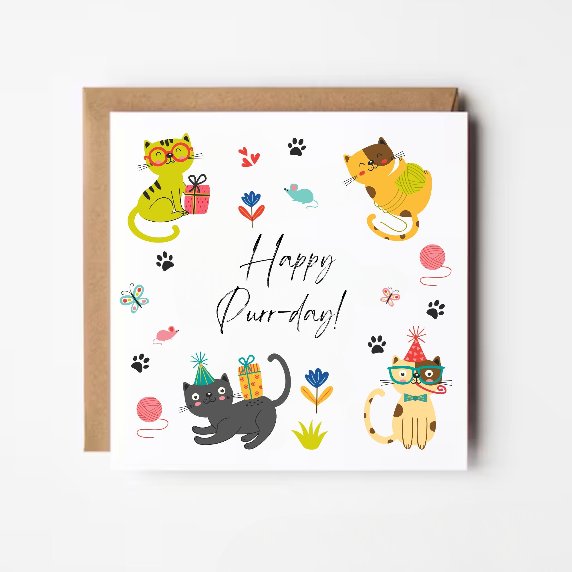 Funny Cat Birthday Card: Happy Purr-day, Personalised Cat Lover Gift - Etsy