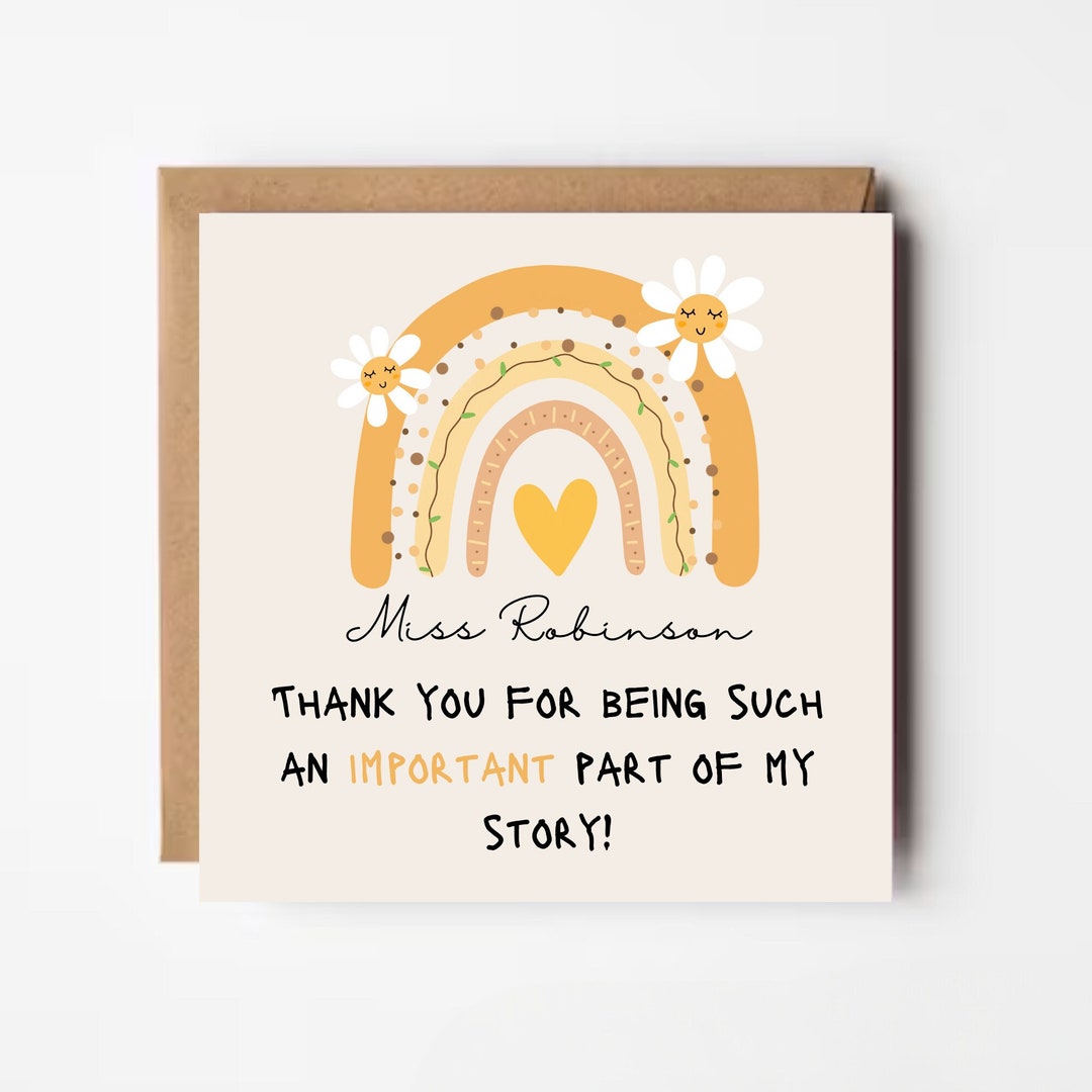Personalised Teacher Thank You Card, Thank You for Being Such an ...