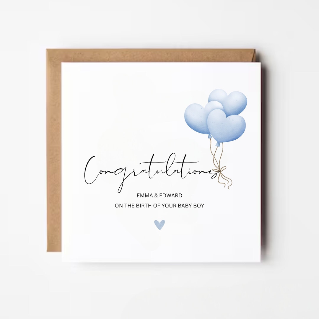 Personalised New Baby Boy Card, New Baby Card, Baby Boy Card, Newborn ...