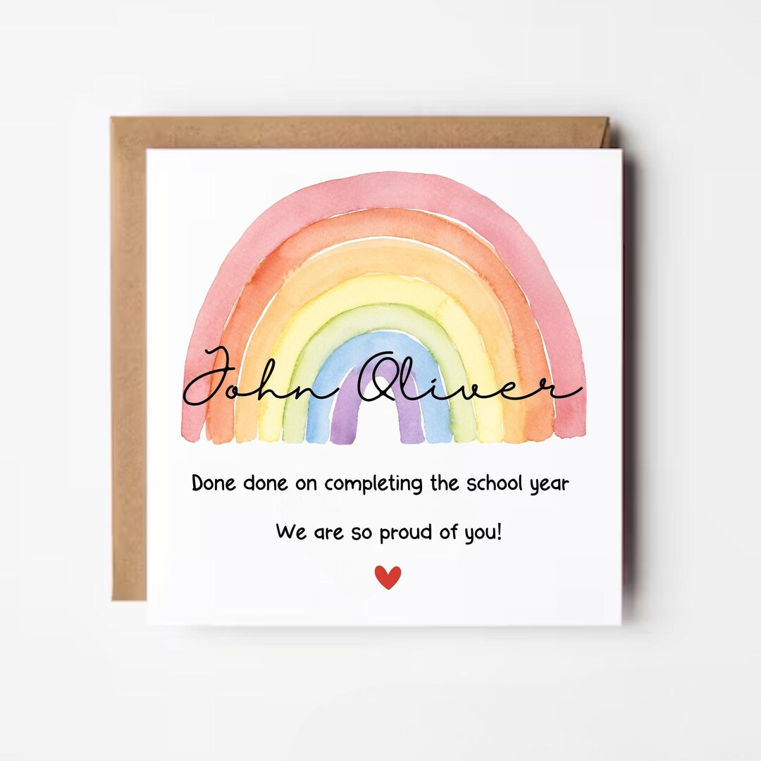 Personalized School Leaver Card: Rainbow Design, End of Term - Etsy