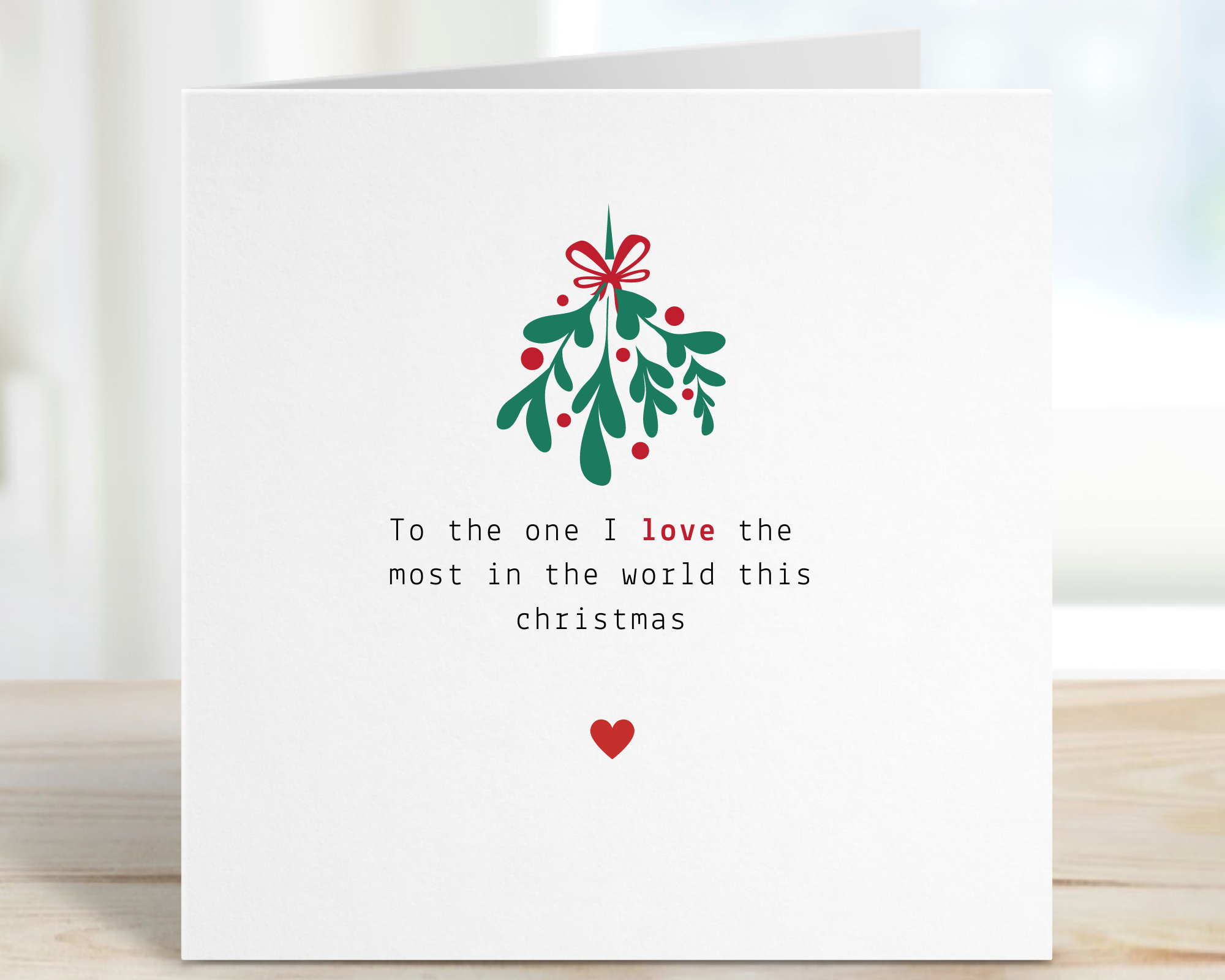 To the One I Love at Christmas Card Mistletoe Design - Etsy