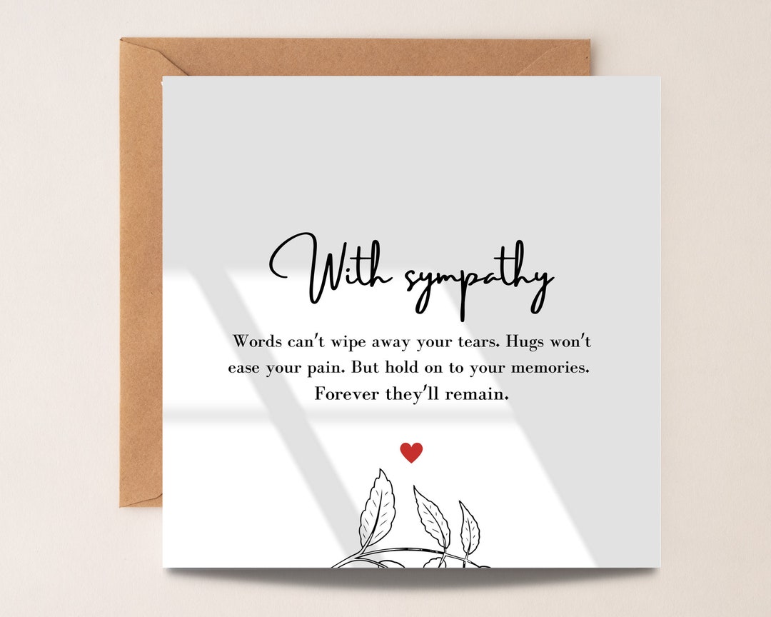 With Sympathy Card, With Sympathy Quote Card, Bereavement Card ...
