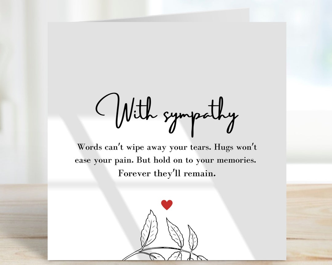With Sympathy Card With Sympathy Quote Card Bereavement - Etsy