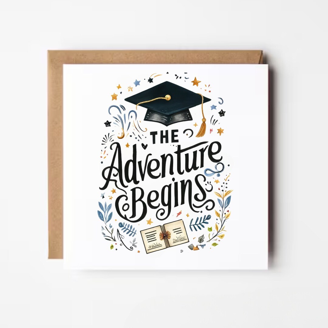 Graduation Card, Card for Graduate, Let the Adventure Begin, Graduation ...