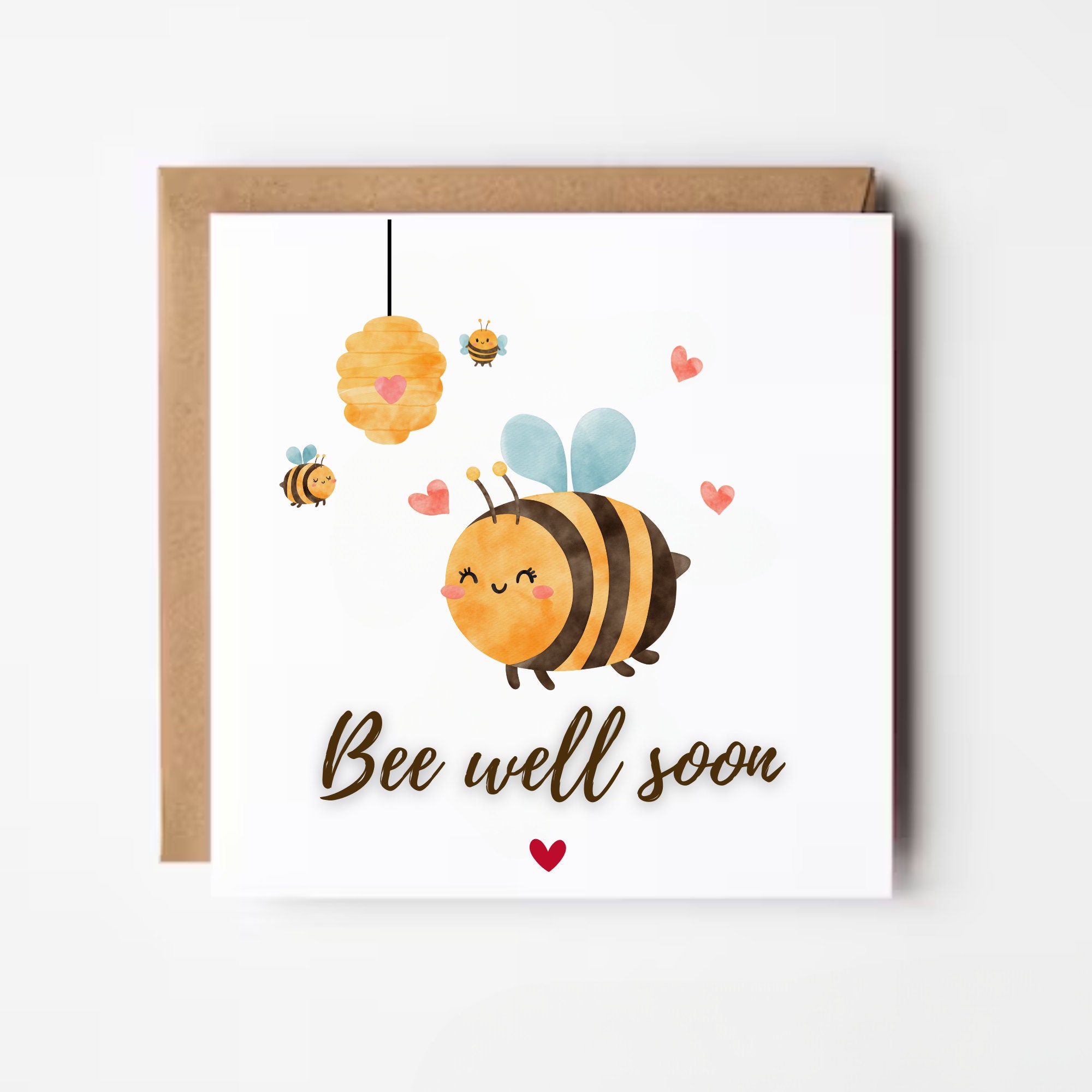 Bee Well Soon Card, Get Well Soon Card, Get Well Card, Speedy Recovery ...