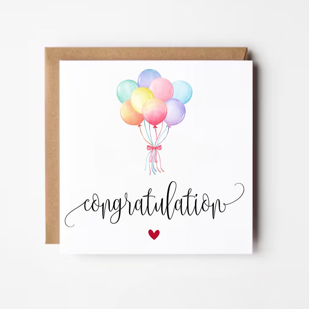 Simple Congratulations Card, Congrats Card, New Baby Card, New Job Card ...