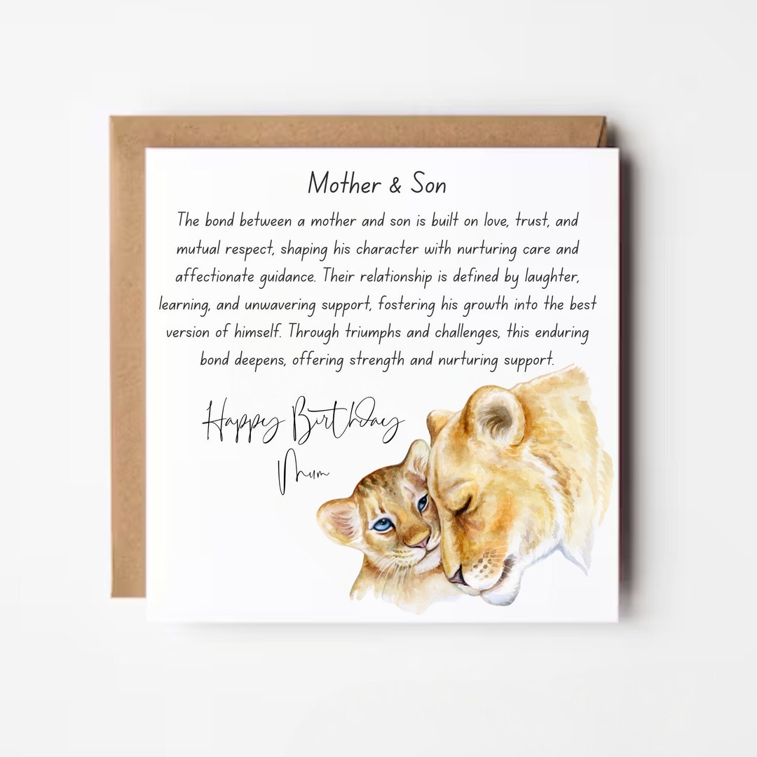 Mum Birthday Card From Son, Poem Birthday Card Mum, Mother & Son Card ...