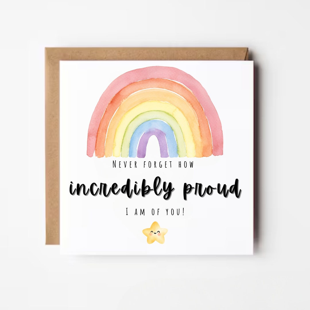 Proud of You Card: Rainbow Congratulations Card - Etsy