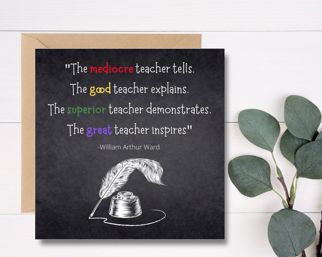 Thank You for Teacher, Teacher Thank You Card, Quote Card for Teacher ...