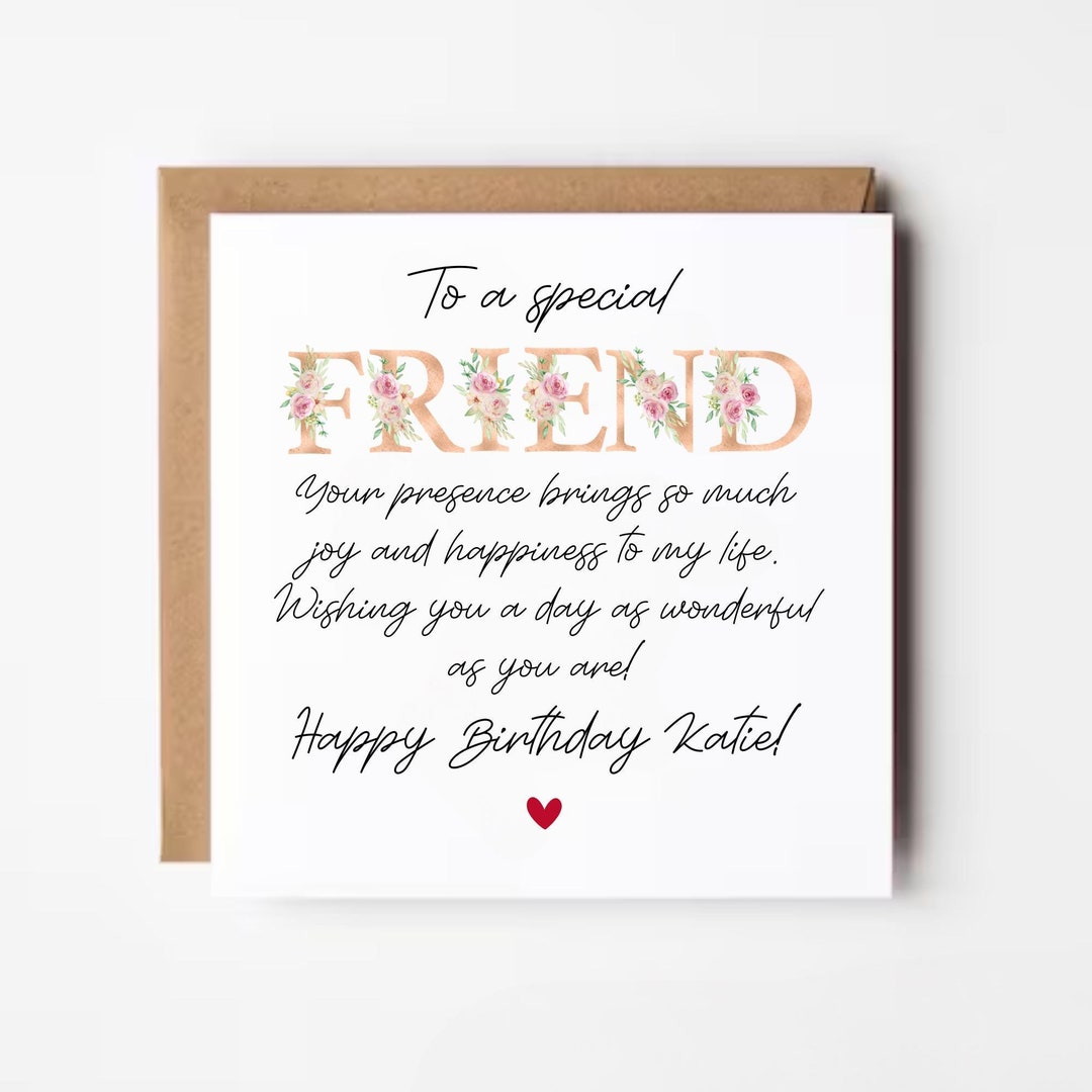 Personalised Special Friend Birthday Card, Best Friend Card ...