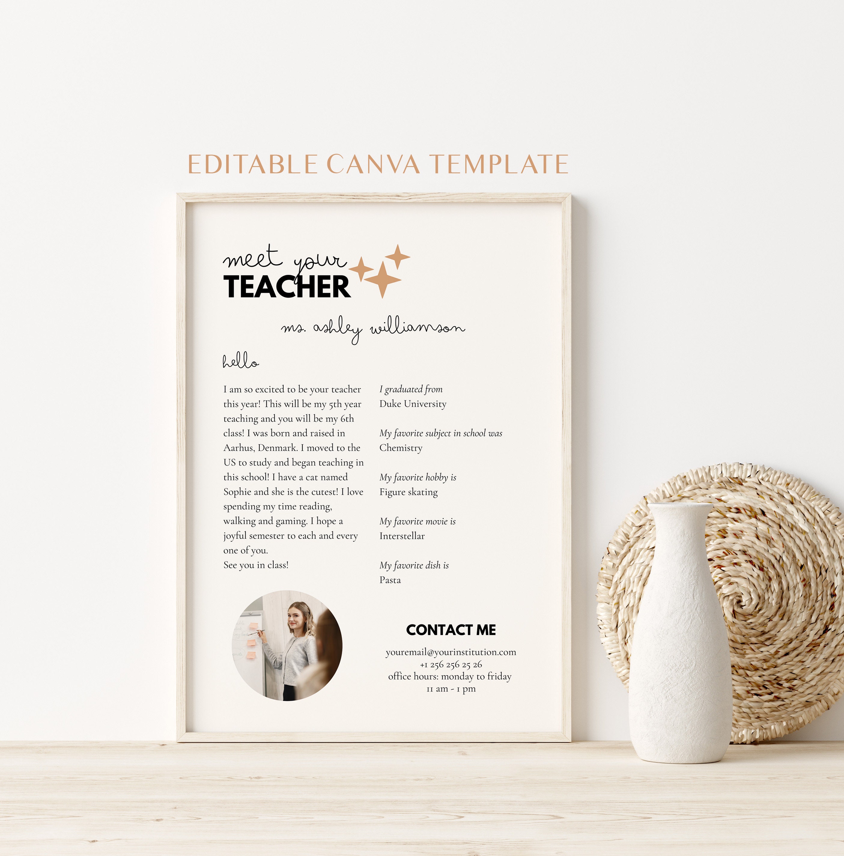 Editable meet your teacher, teacher info poster, school classrom poster ...