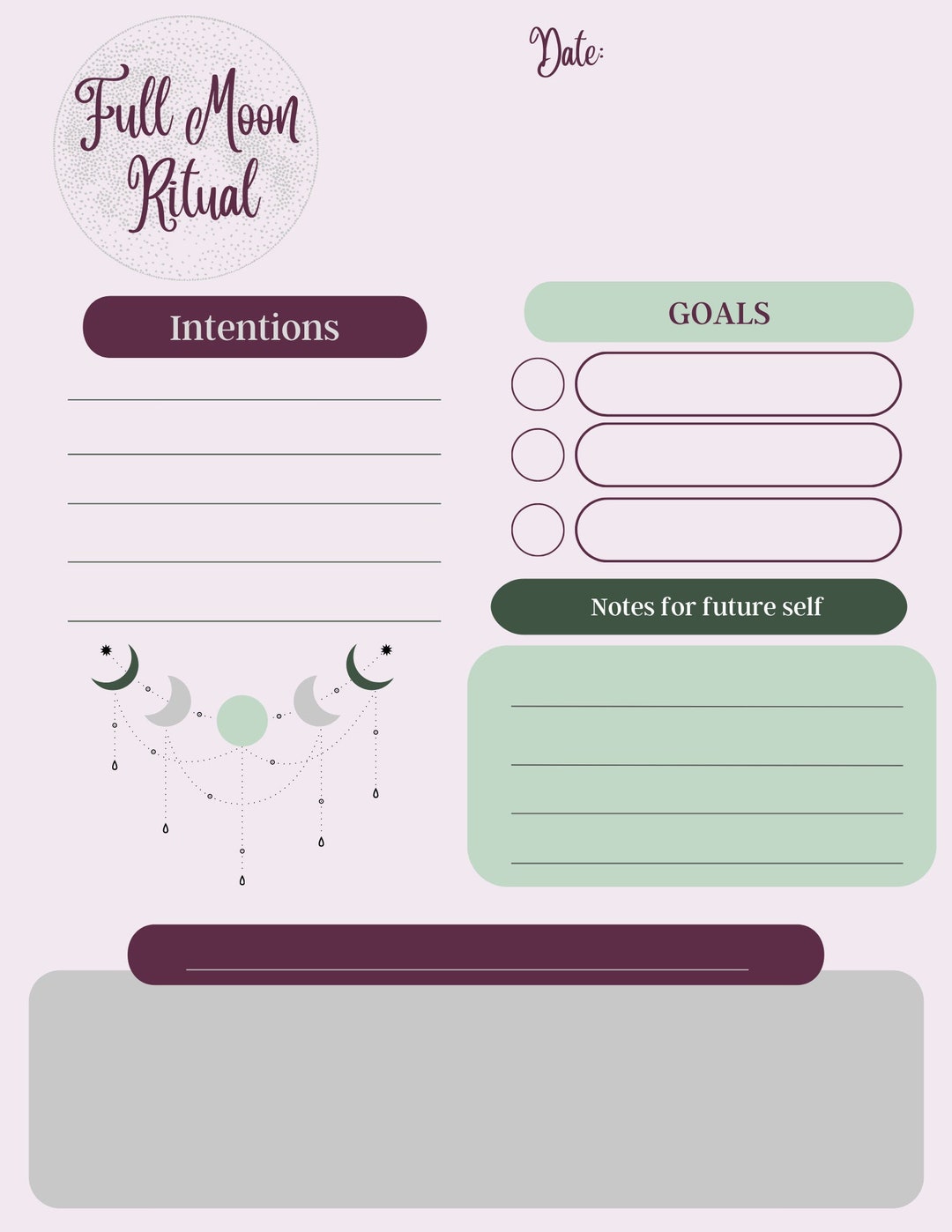 Full Moon Ritual DIGITAL DOWNLOAD, Blank Full Moon Reflection, DIY Full ...