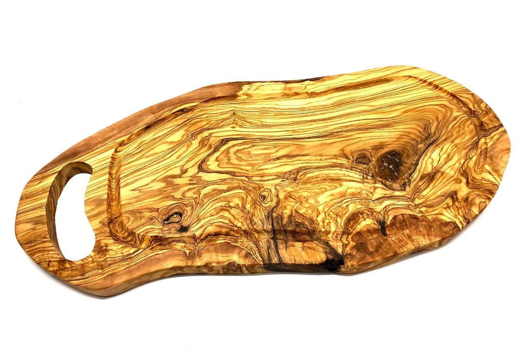 Large Olive Wood Steak Board RUSTIC With Pull Tab +juice Groove| Live ...