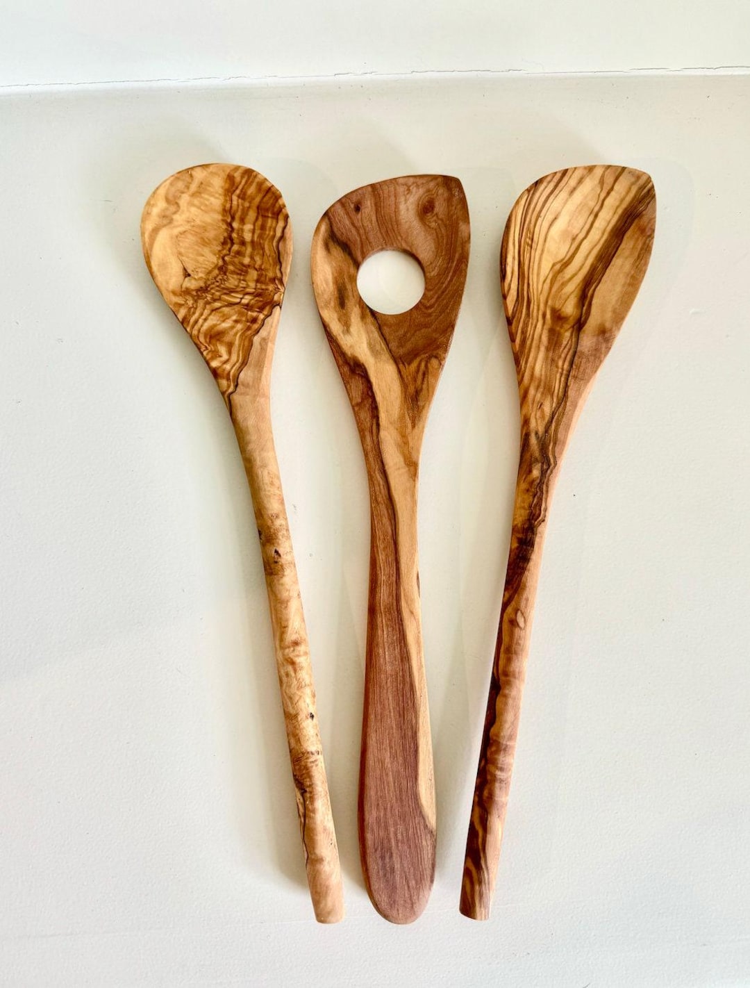 Set Olive Wood Spoon| Risotto Spoon, Cornered Spoon, Regular Spoon ...