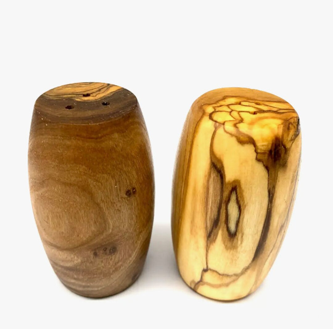 Olive Wood Salt & Pepper Shakers Set of 2 Made From Olive Wood Rustic ...