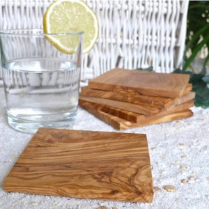 Set of 6 Olive Wood Coasters| Handmade Olive Wood Coasters| Great for ...
