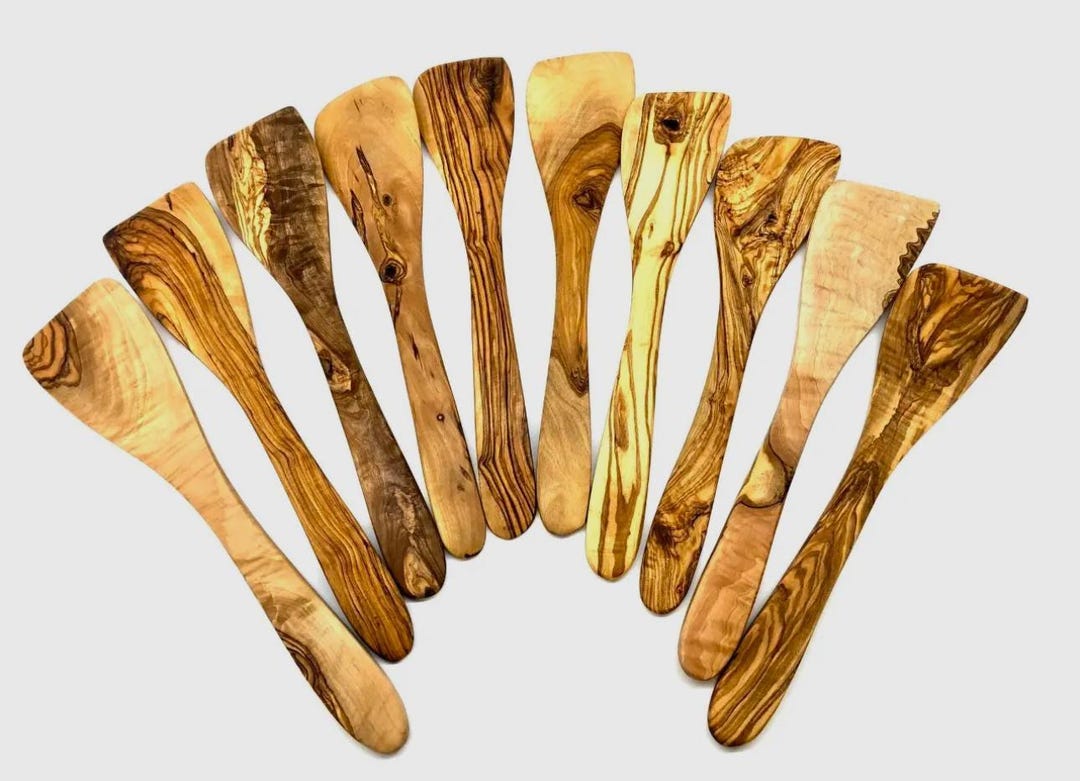 Handmade Olive Wood Spatulas | Cooking Utensil | Nonstick Safe | Rustic ...